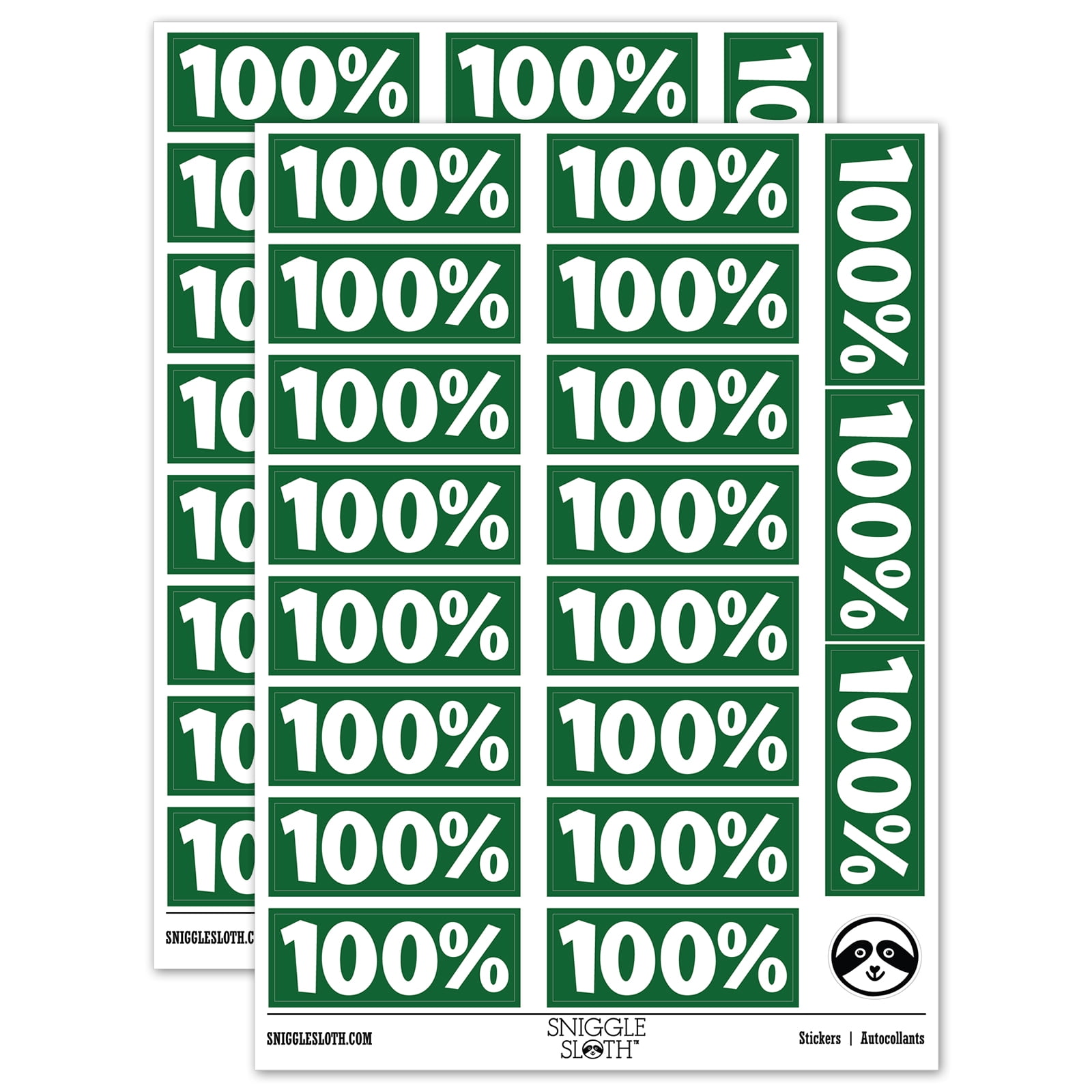 100% Percent Teacher Student School Sticker Set - Dark Green - Gloss ...