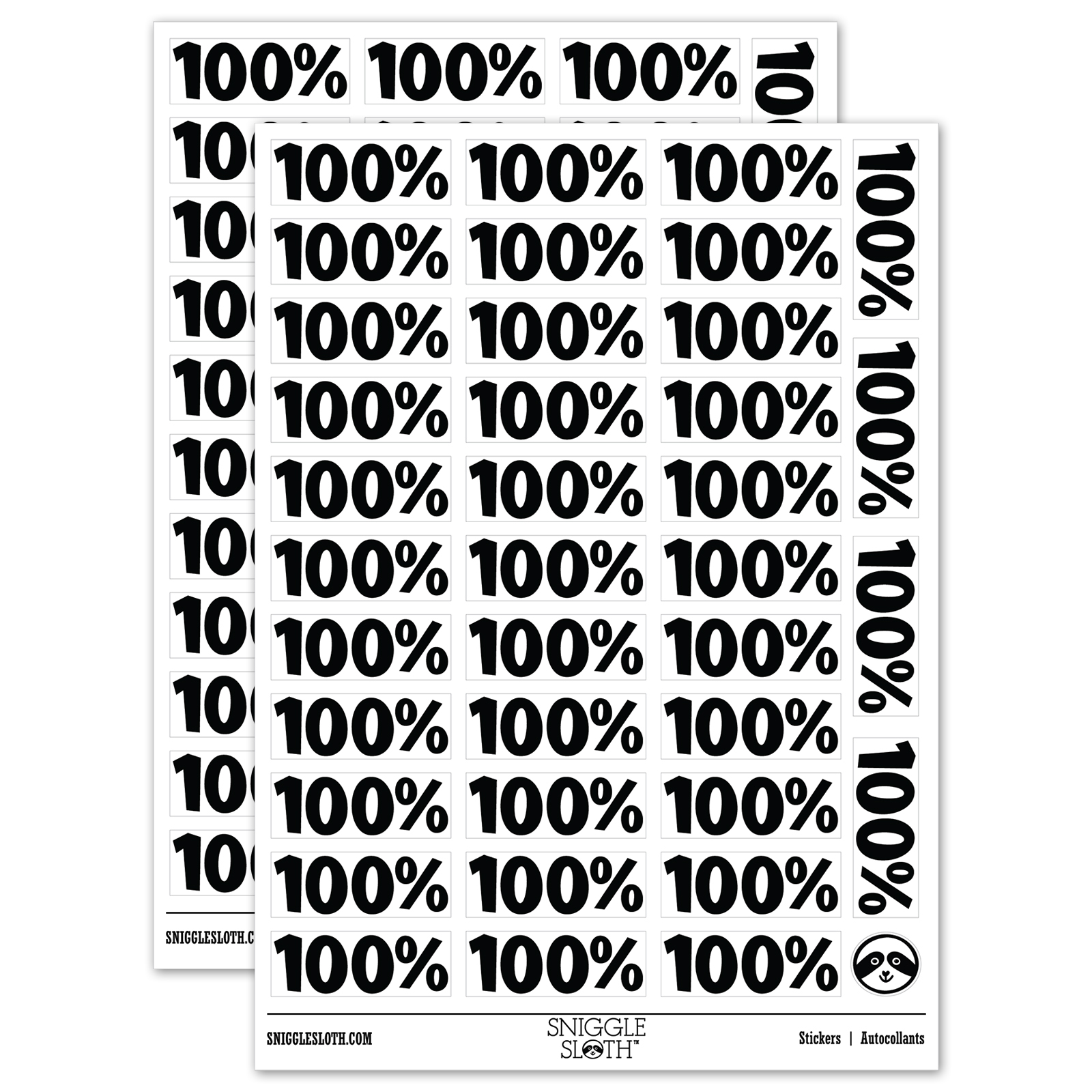 100% Percent Teacher Student School Sticker Set - White - Gloss Finish ...