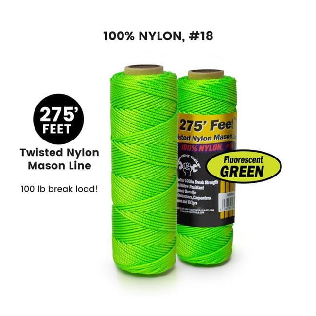 100 Percent Twisted Nylon Mason Line - Fluorescent Green - Walmart.com