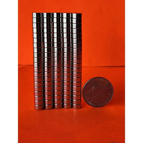 100 Piece 1/4 x 1/8 (6.35mm x 3.175mm) Neodymium Discs Magnet, The ...