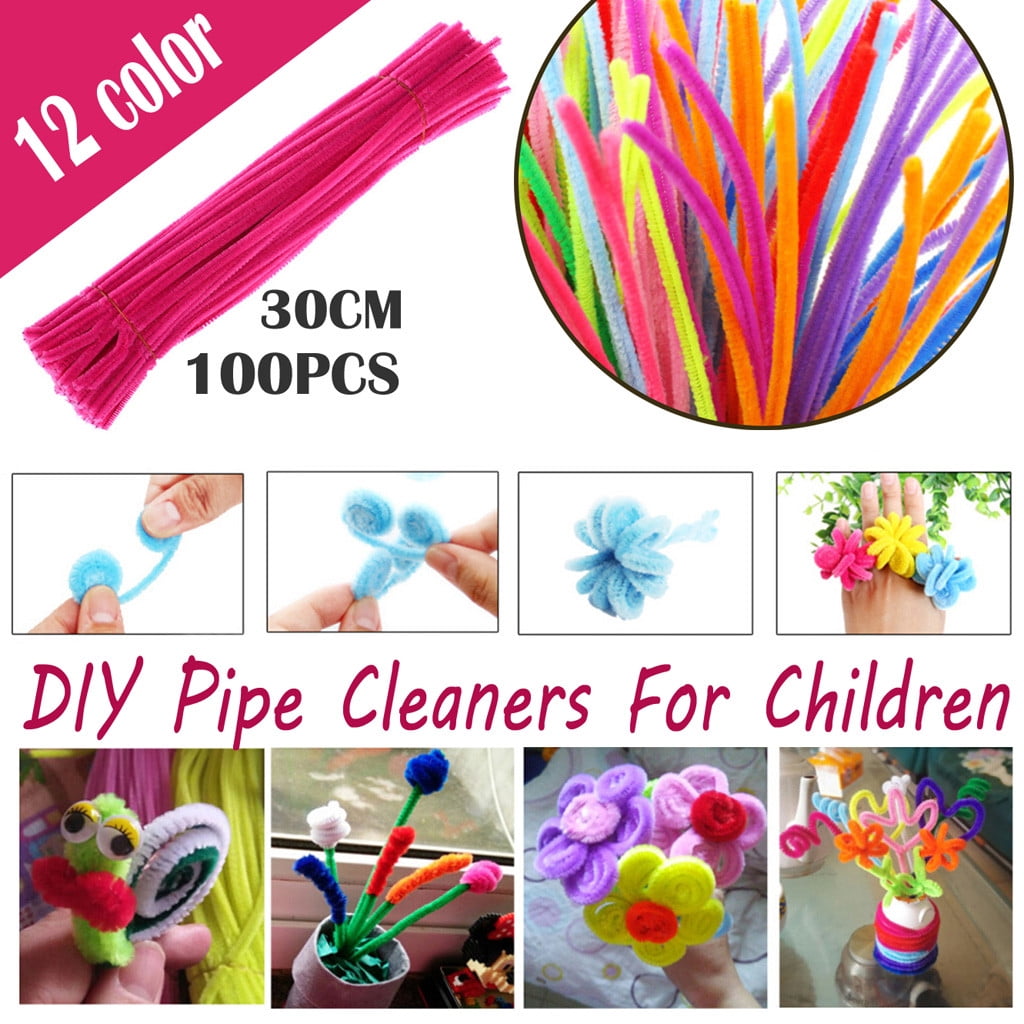 100 Piece 30cm Set Plush Strips Twisted Stick Hair Roots DIY Crafts ...