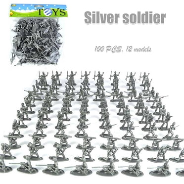 "8 Piece Assorted 4"" Plastic Army Men Set, Large Action Military Toy ...