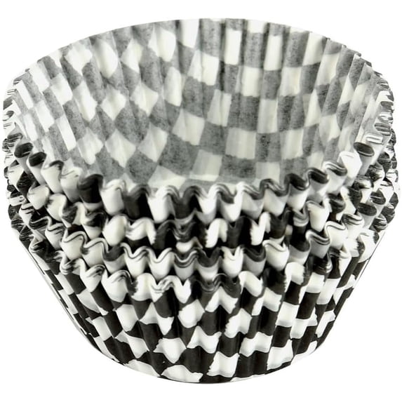 100-Piece Black Checkered Cupcake Liners – 2026 New Baking Cups for ...