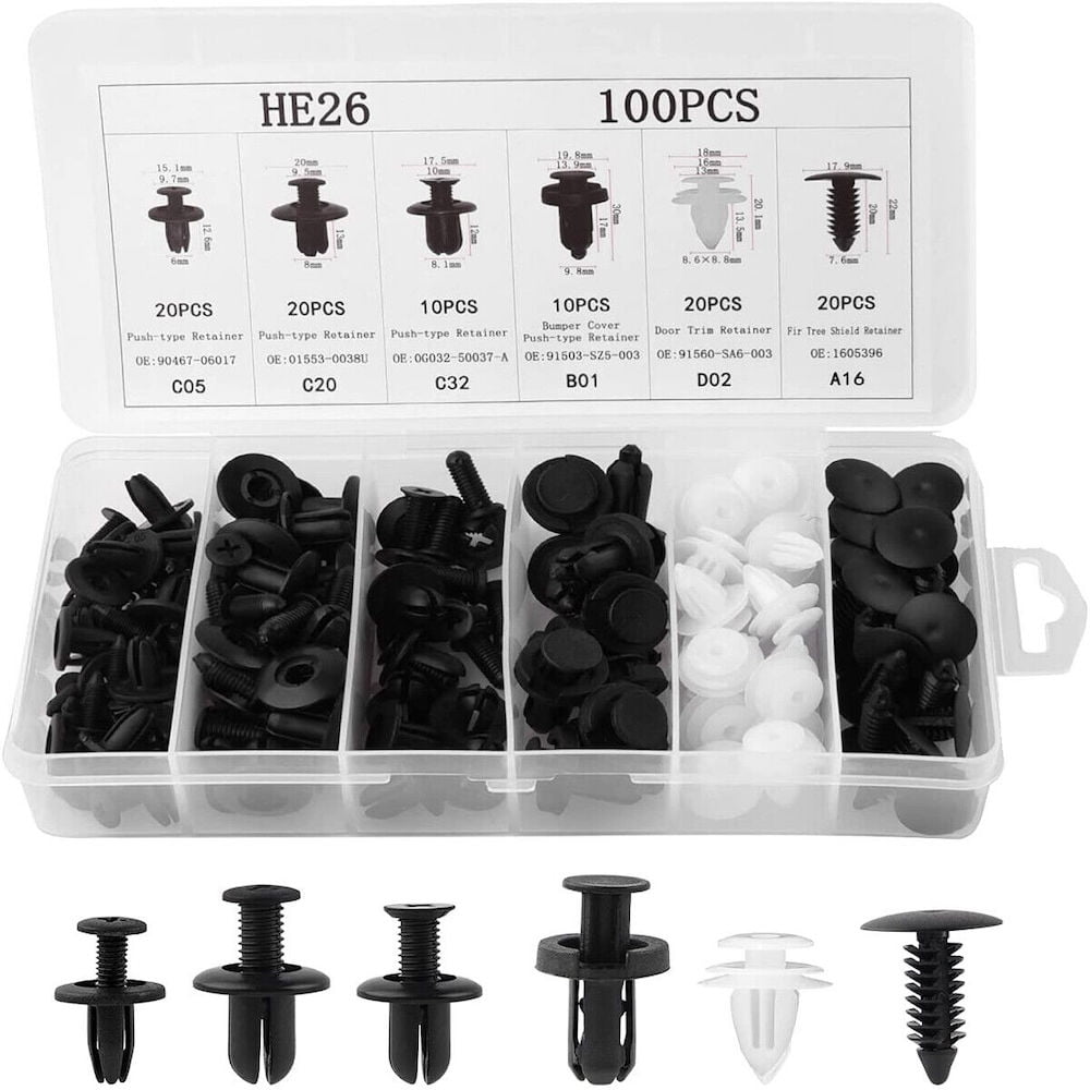 100 Piece Car Retainer Clip Trim Push Pin Rivet Bumper Door Panel ...