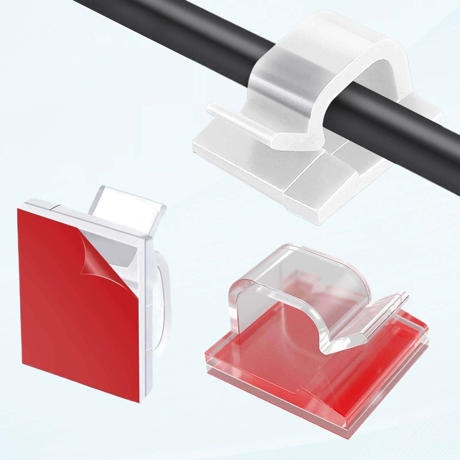 100 Piece Clear Cable Clips Set - Self Adhesive Wire Clips for Cable ...