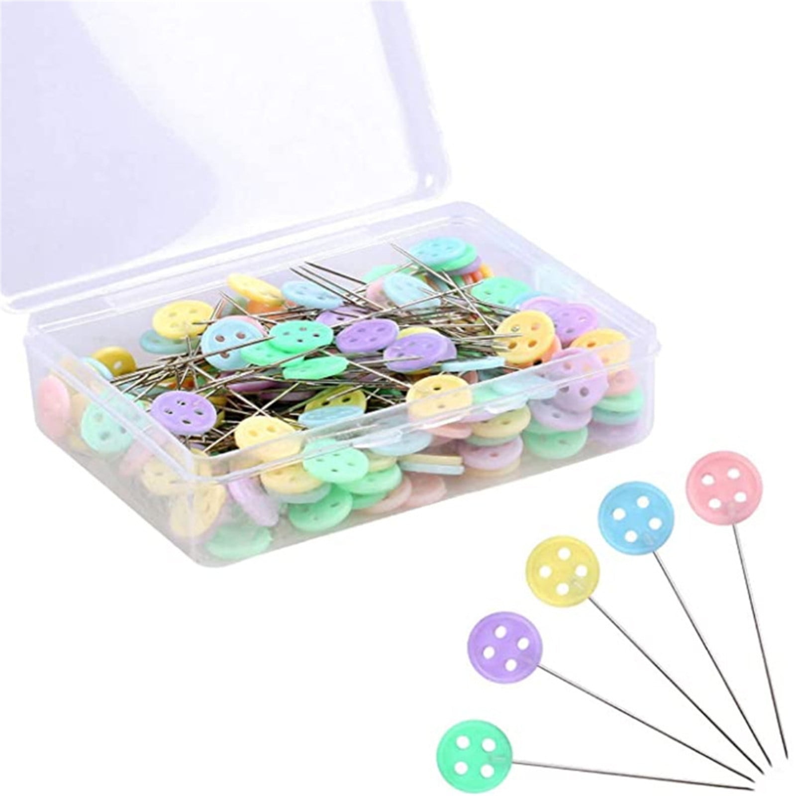 100-Piece Colorful Button Pins, Flat Head Positioning Needles for ...