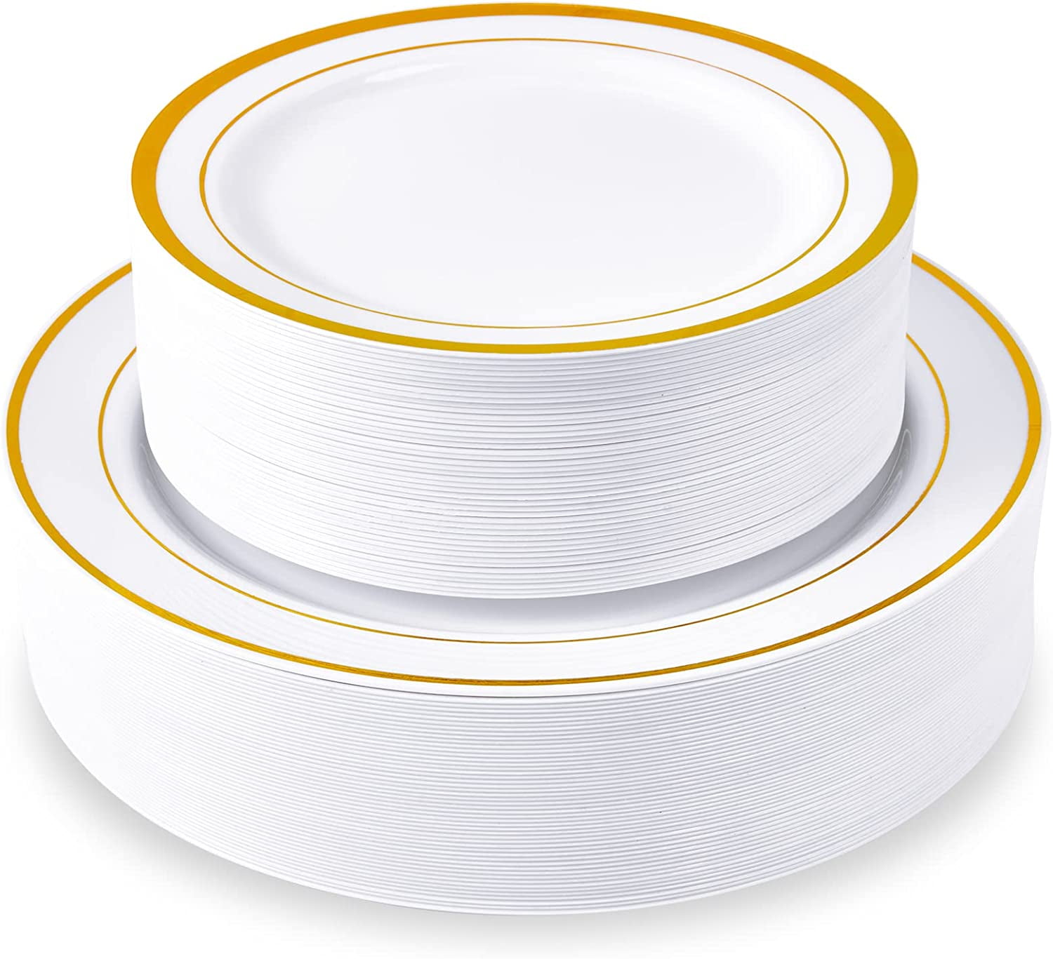 100 Piece Disposable Gold Plastic Party Plates, Including 50 10 Inch ...