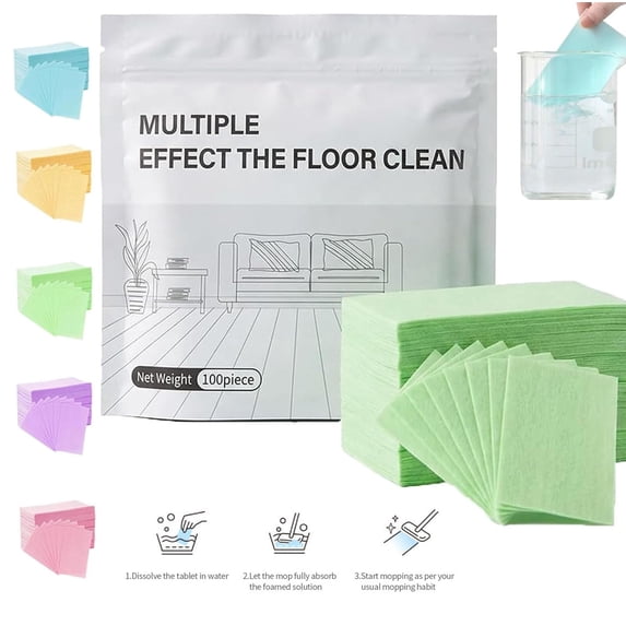 100 Piece Floor Cleaning Tablets Multi-Surface Cleaner, Floor Cleaning ...
