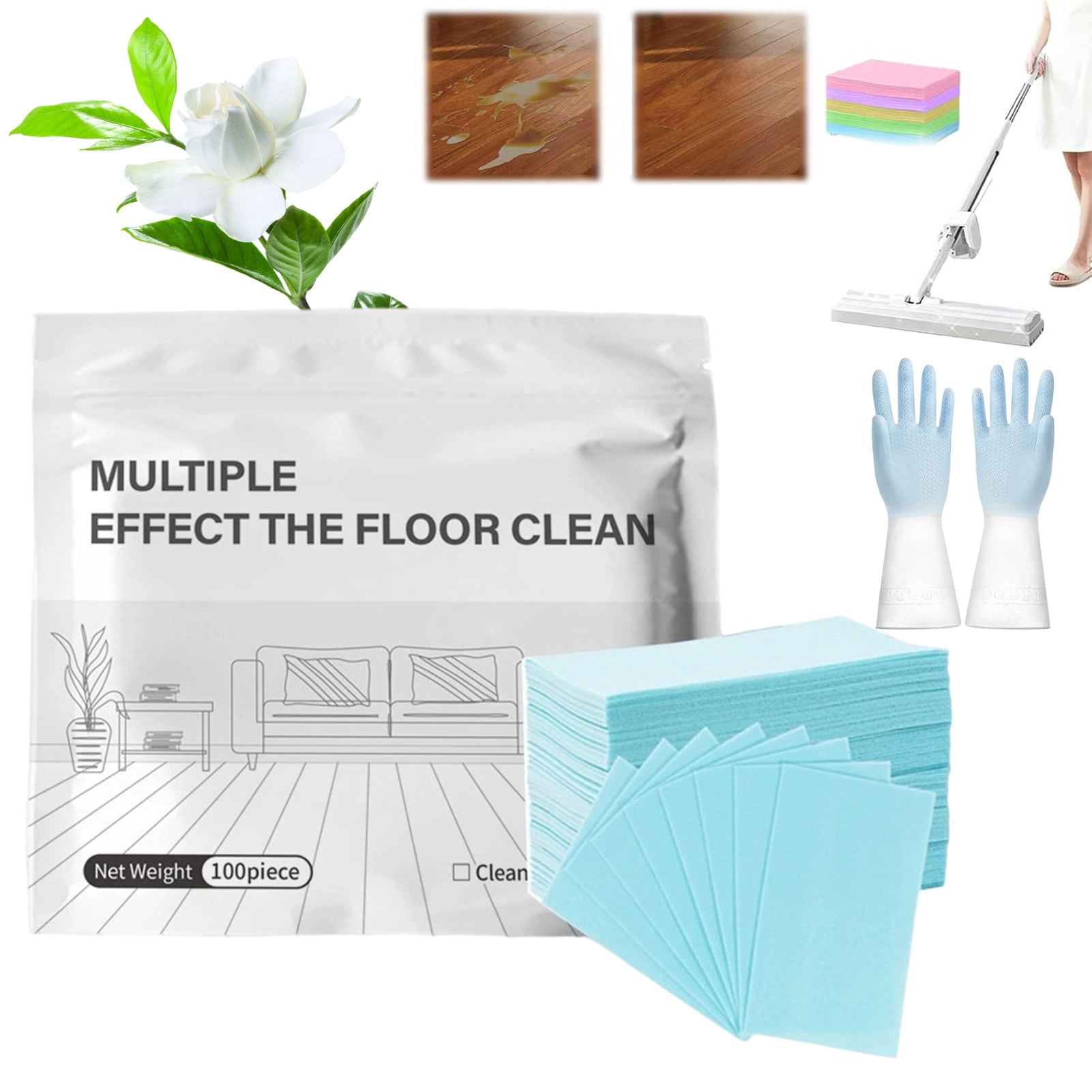 100 Piece Floor Cleaning Tablets Multi-Surface Cleaner, Multiple Effect ...