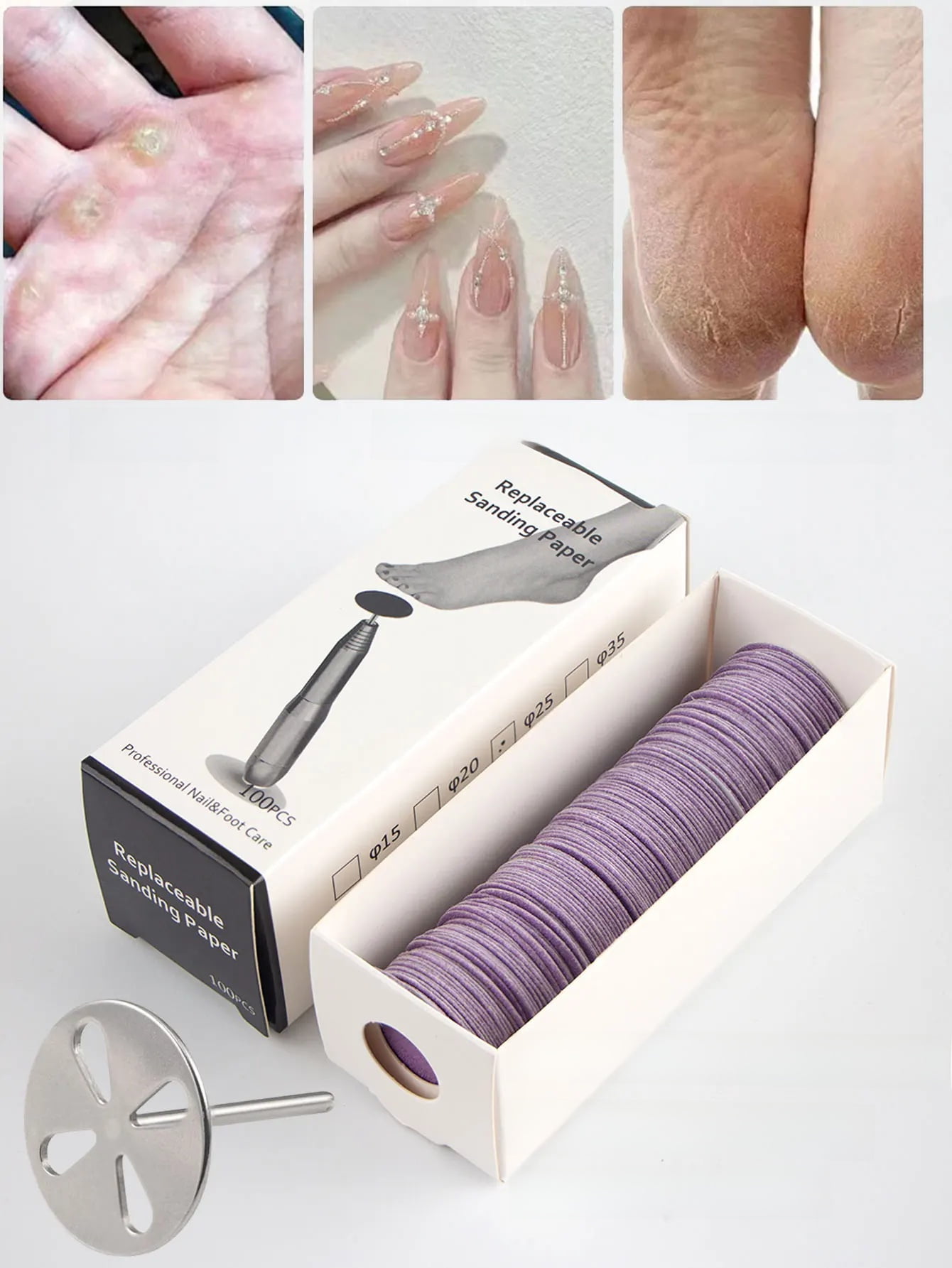 100-Piece Metal Nozzle Callus and Dead Skin Removal Tool for Pedicure and Cuticle Remover ...