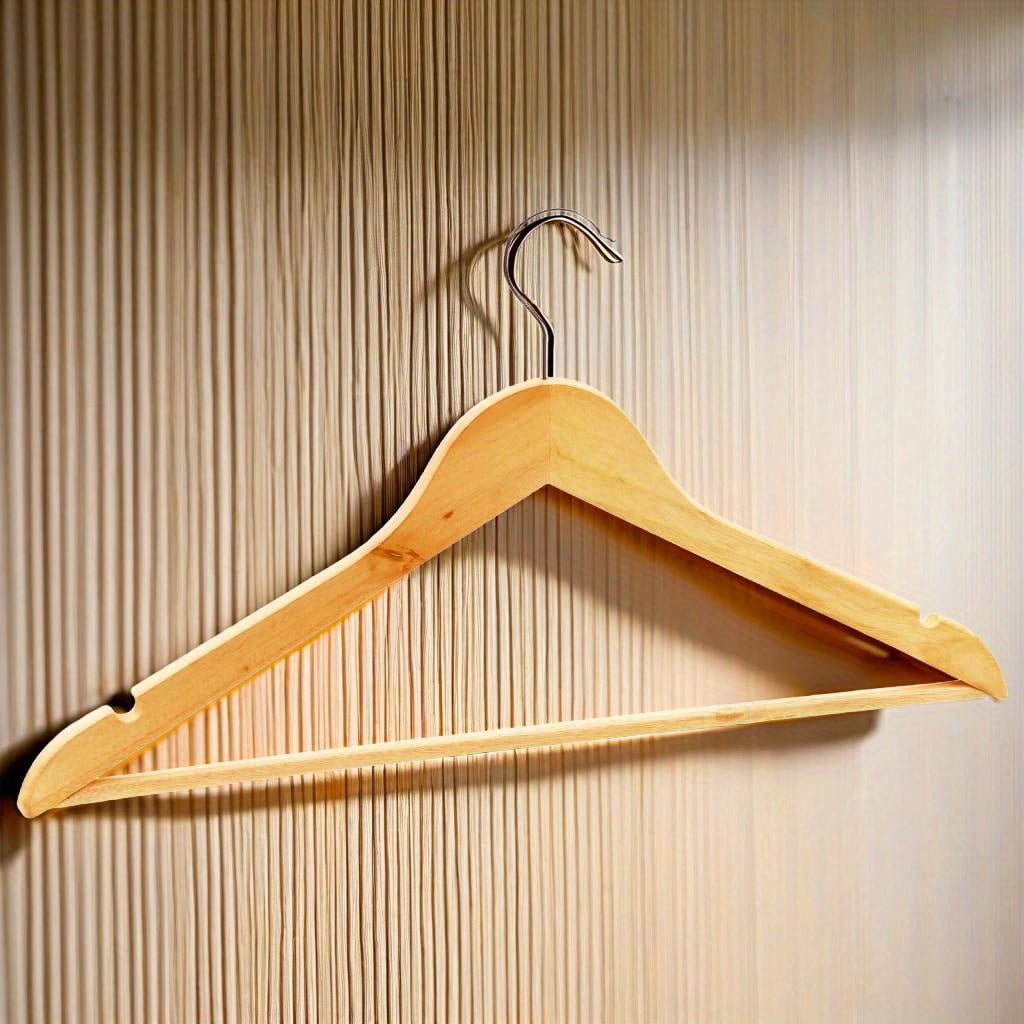 100 Piece Non- Slip Hardwood Clothes Hanger Set with Shoulder Notches ...