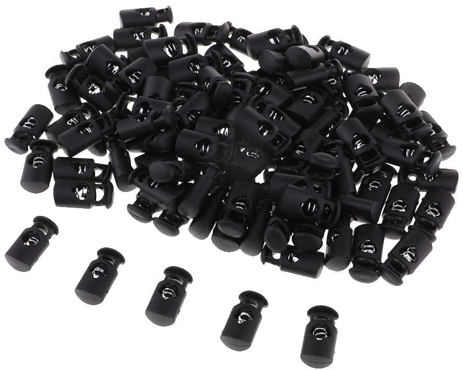 100 Piece Plastic Single Hole Barrel Cord Lock Stoppers Toggles Spring ...