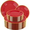 100-Piece Red Gold Heavy-Duty Disposable Plastic Plates – 50 Large (10 ...