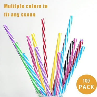 10-1/4 Inch Plastic Drinking Straw 7.5mm Pack of 300 Counts Red Plastic ...
