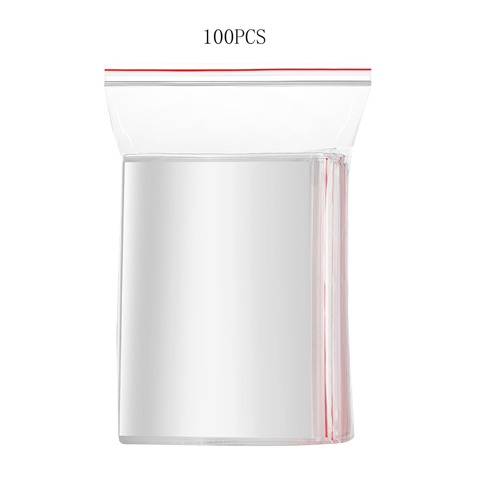 100 Piece Set Thick Transparent PE Self Sealing Bags with Red Edges for ...