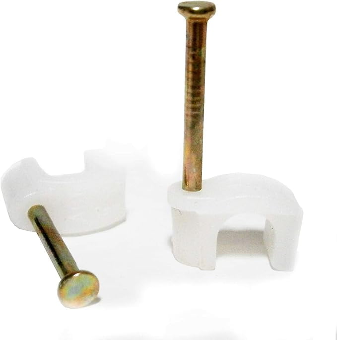 100 Piece White Nylon Nail Clip 12-14 AWG Jacketed Ground Wire Hardened ...