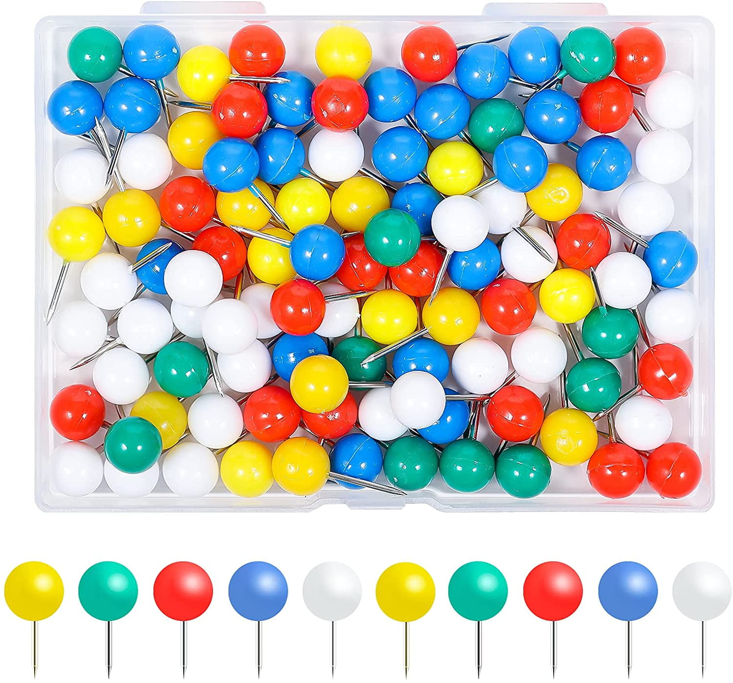 100 Pieces 0.35inch Big Round Head Thumb Tacks Plastic Push Pins ...