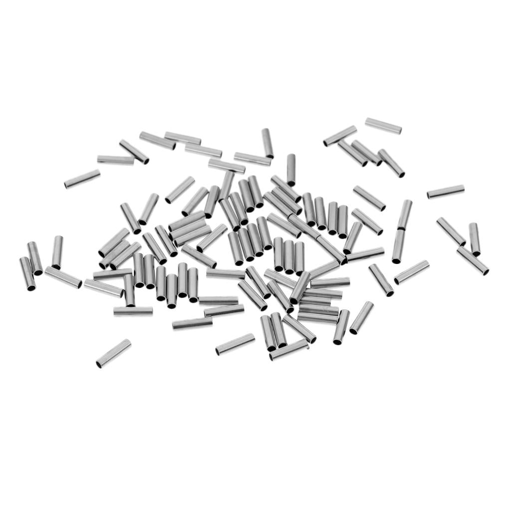 100 Pieces 1.0-2.0mm Fishing Wire Leader Crimps Single Barrel Crimping ...