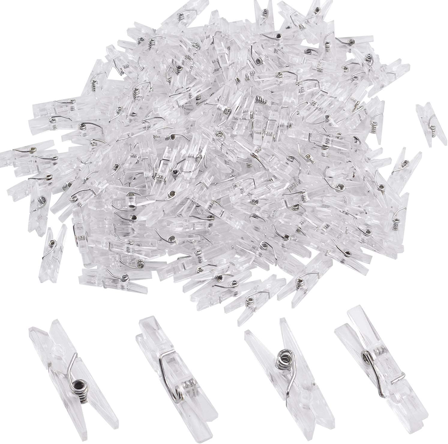 100 Pieces 1.18Inch Mini Transparent Plastic Clips, Clothespins Binder ...