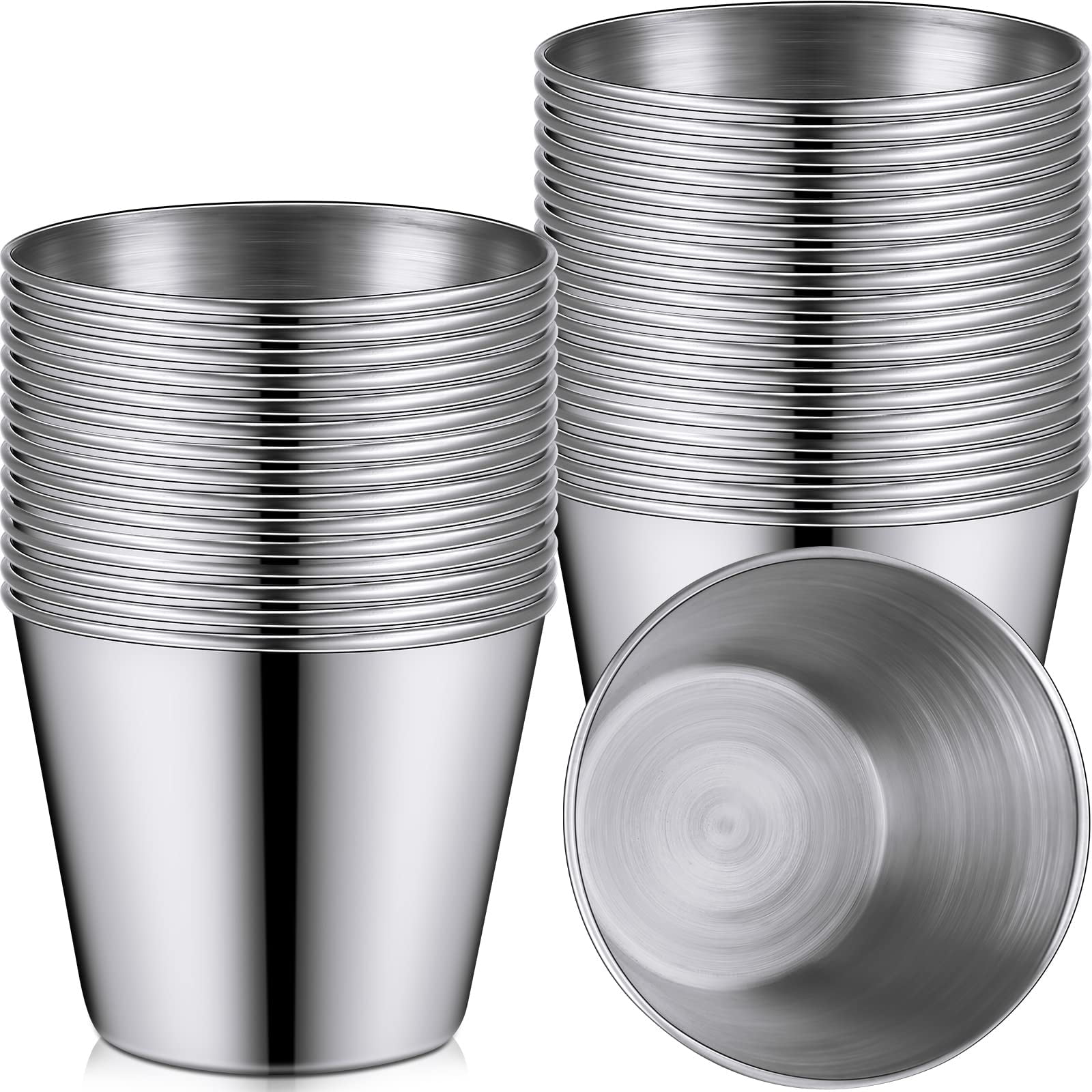 100 Pieces 1.5 oz Metal Ramekins Dipping Sauce Cups Stainless Steel ...
