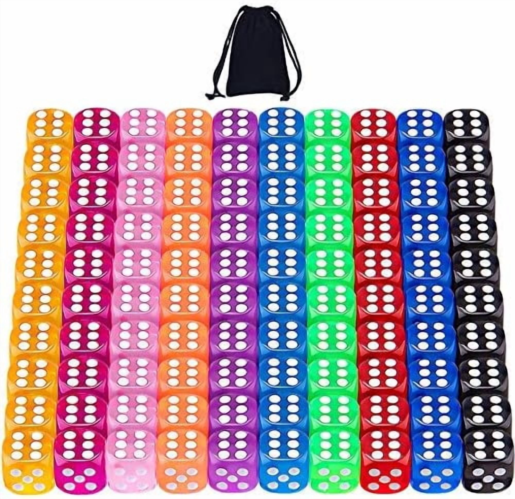 100 Pieces 12mm Dice 6 Sided Game Dice Translucent Color Tiny Dice ...