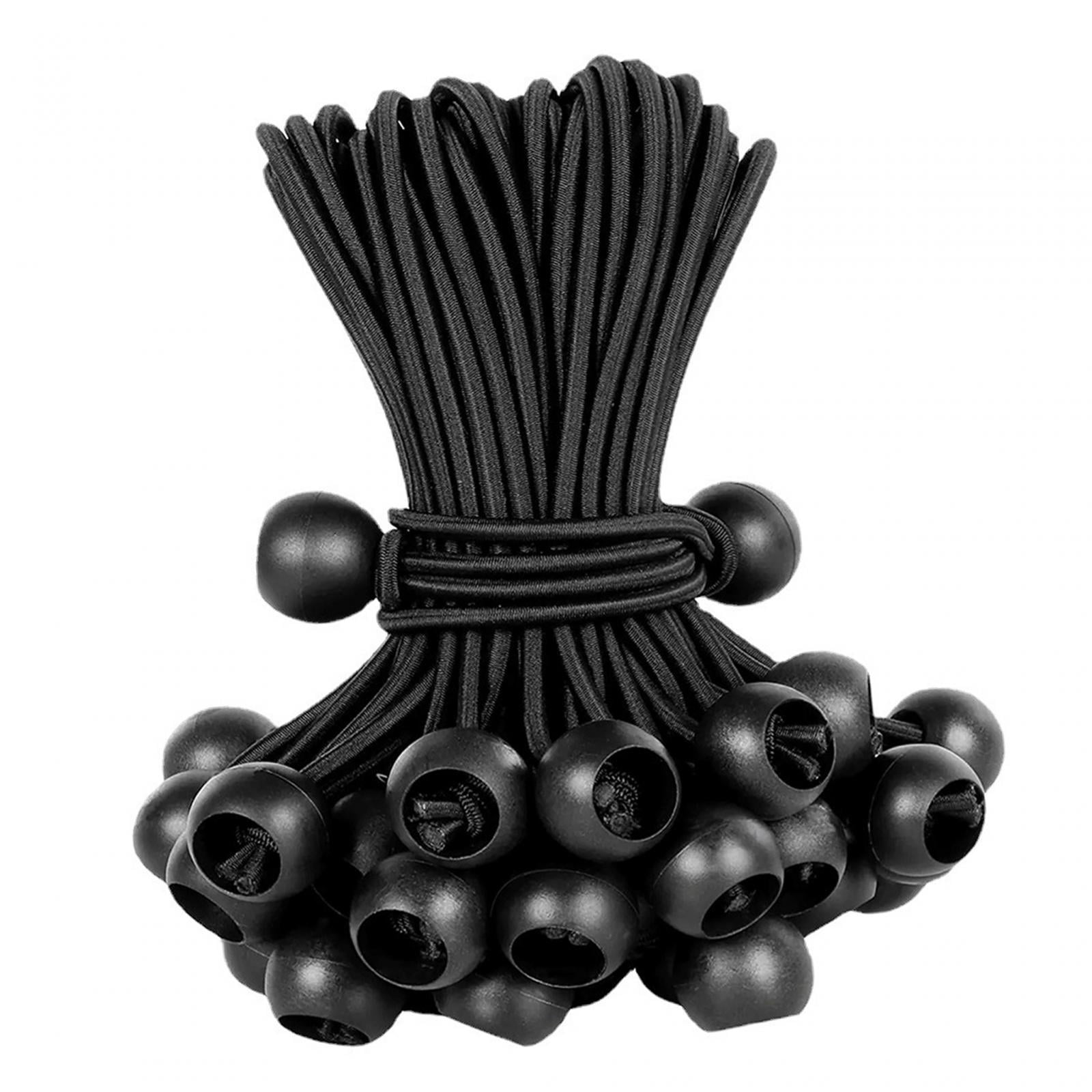 100 Pieces 15cm Ball Bungee Cords Rope Stretchable Black Reusable ...