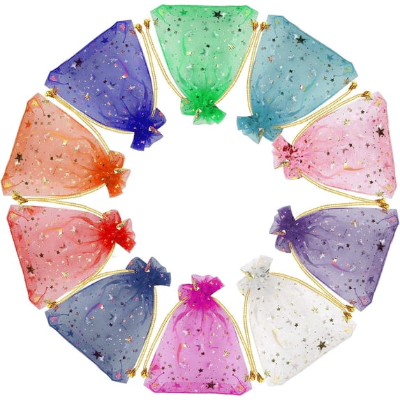 100 Pieces 2.7x3.5 Inch Sheer Pink Organza Pouch Small Gift Bags with ...