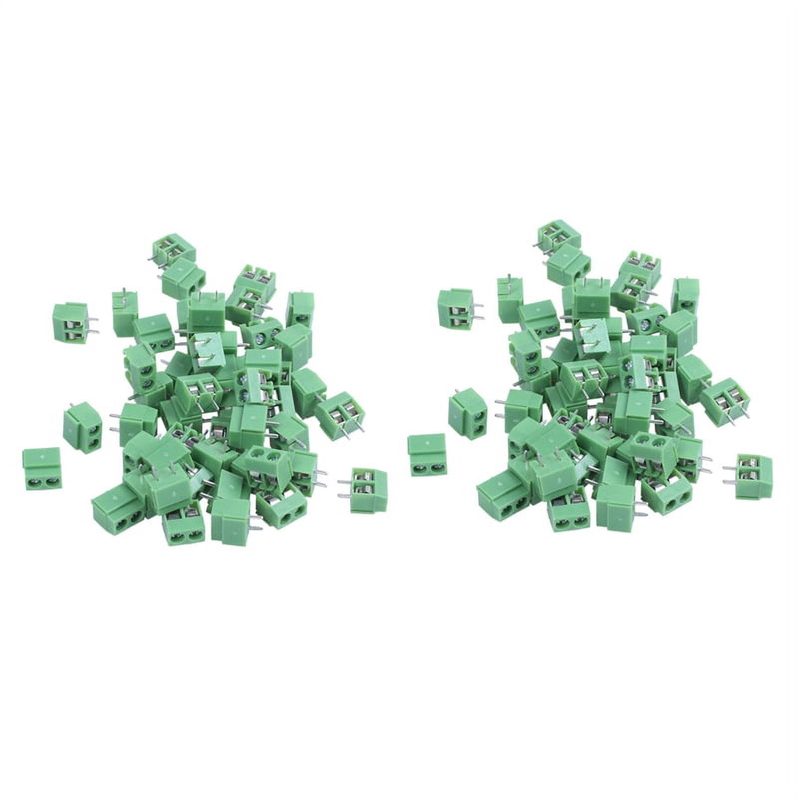 100 Pieces 2 Pin 5 mm Pinch PCB Mount Screw Terminal Block Connector ...