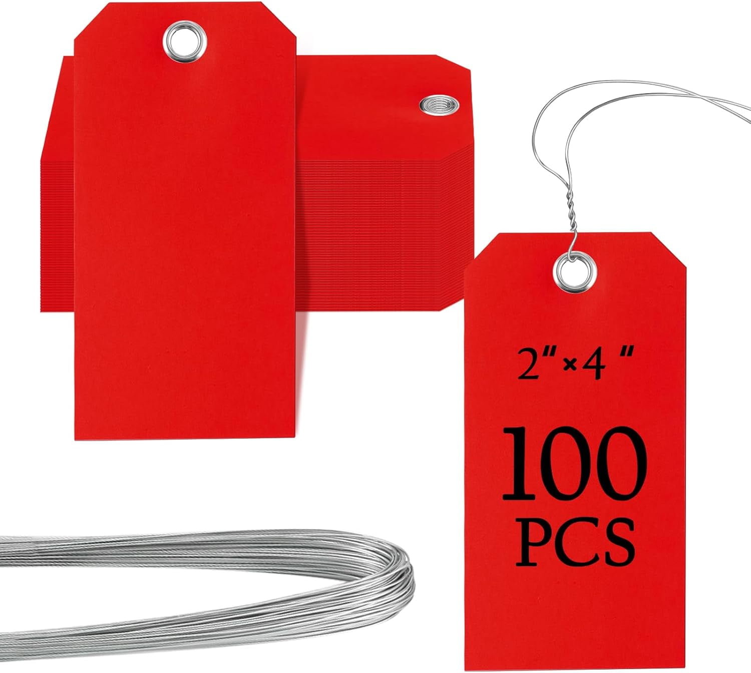 100 Pieces 2x4 inch Plastic Shipping Tags with Wires Heavy Duty Hang ...