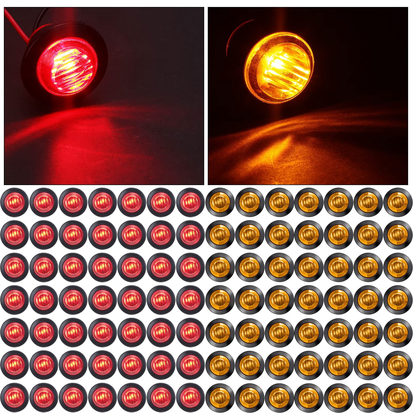 100 Pieces 3/4 Inch CM31 Round LED Side Marker Lights, 3 LEDs Front ...