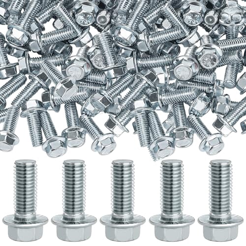 100 Pieces 3/8-16 x 1 Flanged Hex Head Bolts Grade 5 Serrated Hex ...