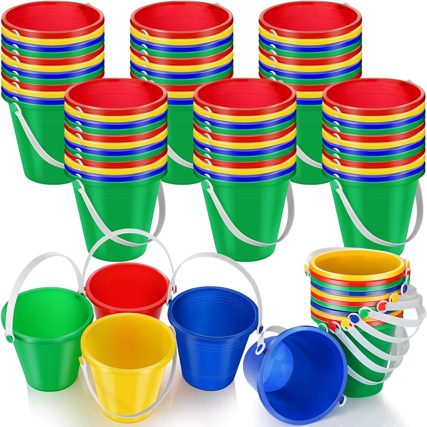 100 Pieces 5 Inch Beach Sand Toys Beach Pail Sand Buckets for Boys and ...