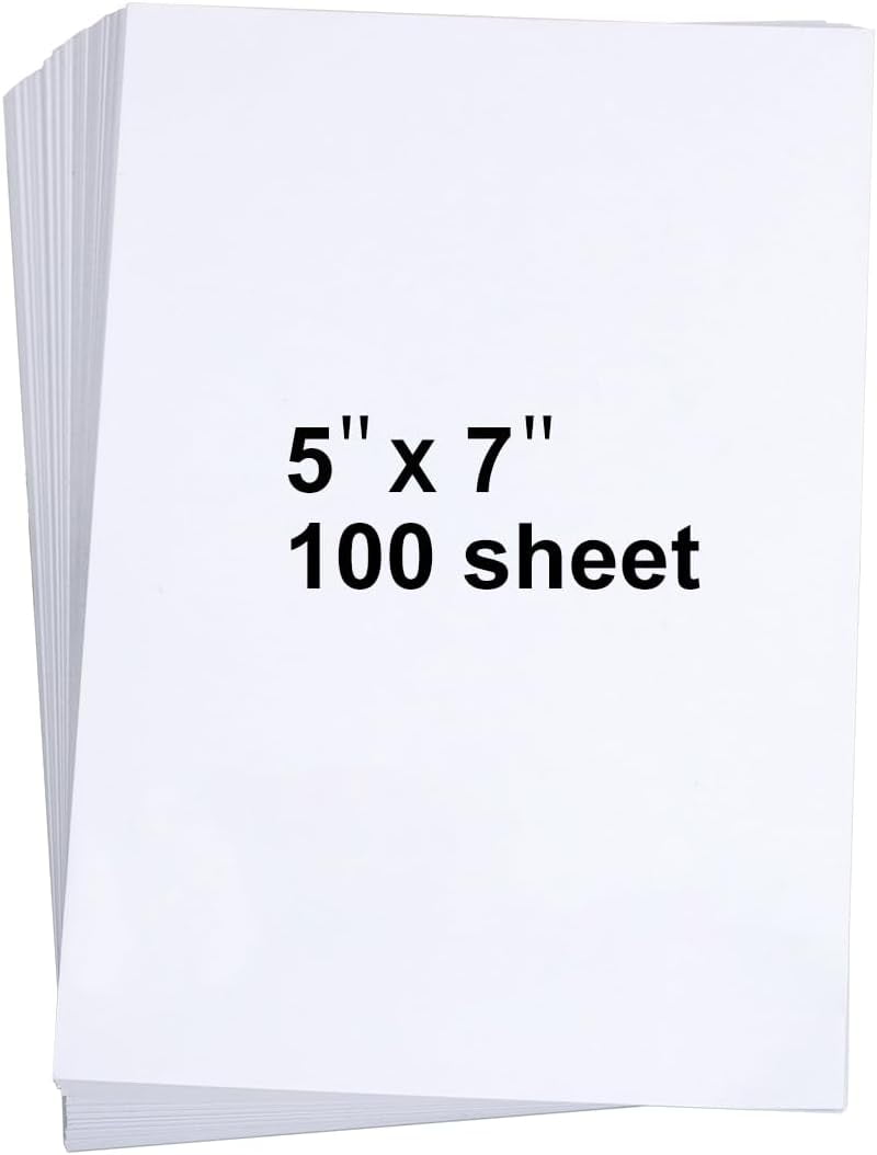 100 Pieces 5" x 7" White Cardstock, Heavyweight Cardstock Sheets Blank Invitation Paper Greeting ...