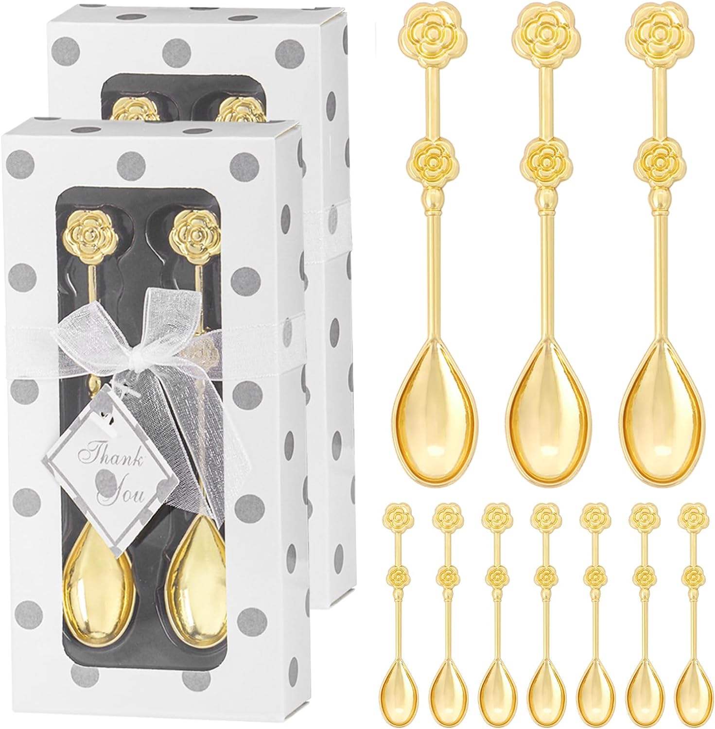 100 Pieces (50 Boxes) Rose Flower Spoon Tea Spoons Rose Flower Bridal ...