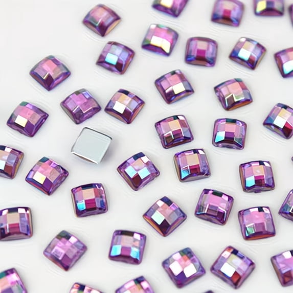 100 Pieces 5mm Square AB Acrylic Rhinestones for Nail Art - Perfect for ...