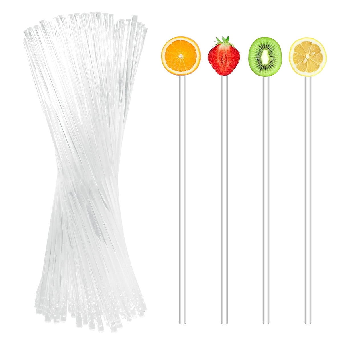 100 Pieces 6-Inch Acrylic Lollipop Sticks Cake Pops Stick For Cake Pops ...