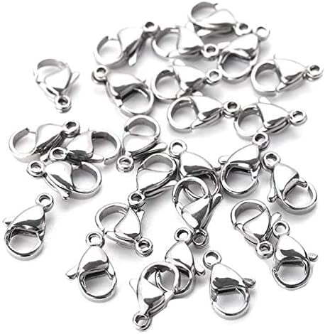 100 Pieces 7x12mm Stainless Steel Curved Lobster Clasps Lobster Claw ...