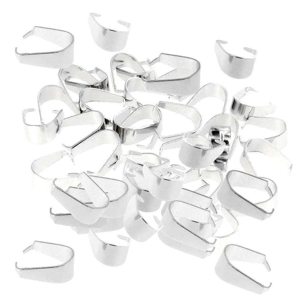 100 Pieces 9x4mm DIY Findings Bail Connector Bale Pinch Clasp Pendant ...
