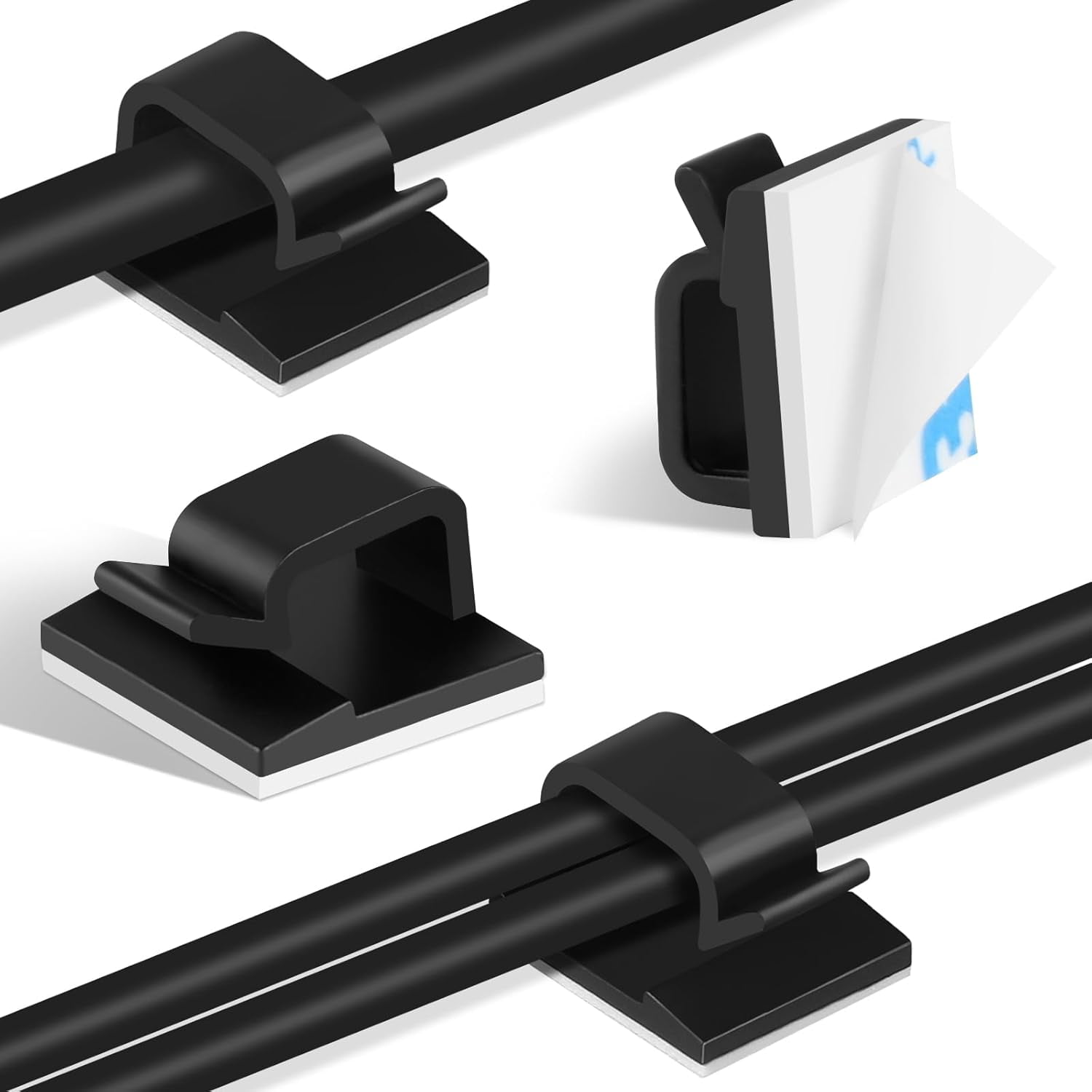 100 Pieces Adhesive Cable Clips, Upgrade Wall Clamp Cord Clips Wire ...