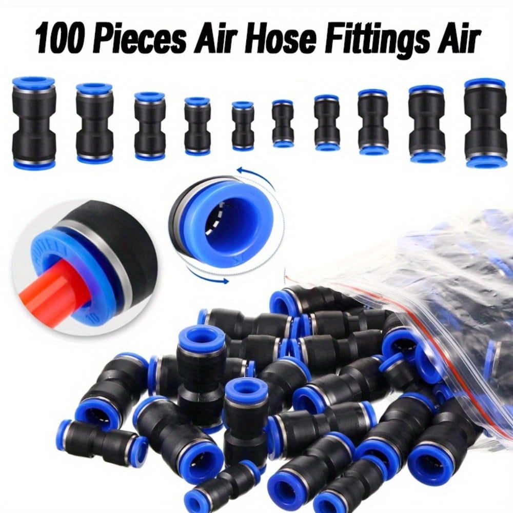 100 Pieces Air Hose Fittings Air Line Fittings Straight Push to link 4 ...