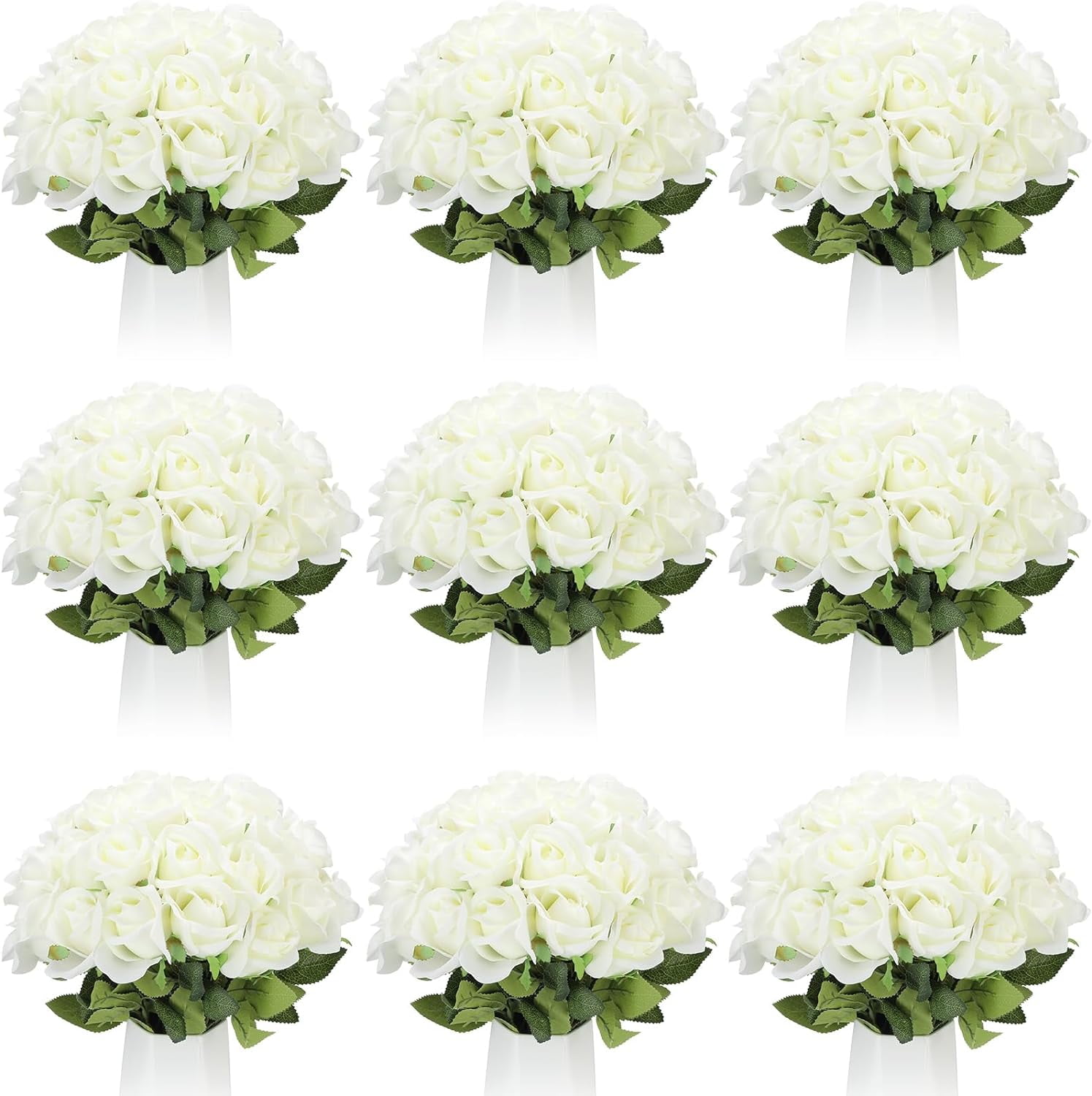 100 Pieces Artificial Roses Flowers Bulk, Long Stem Realistic Fake Silk ...