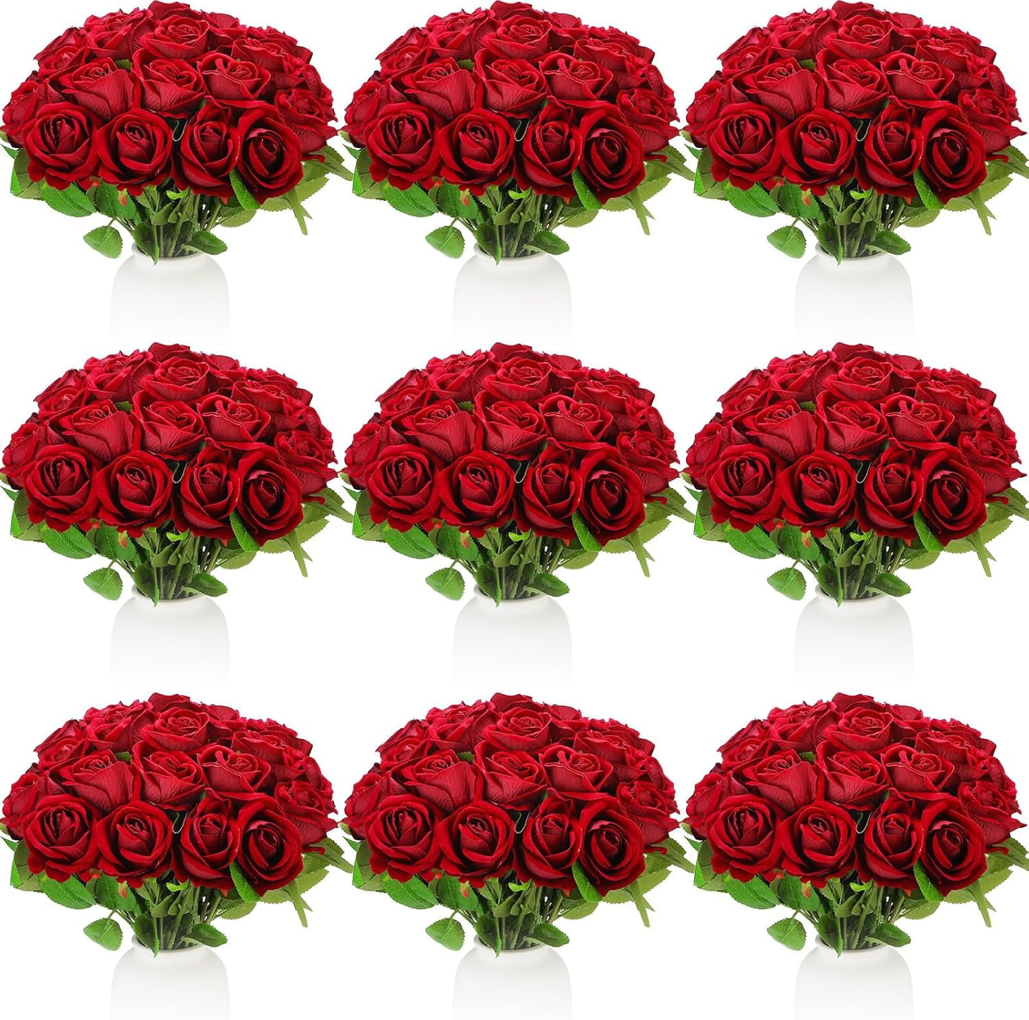 100 Pieces Artificial Roses Flowers Bulk, Long Stem Realistic Fake Silk ...