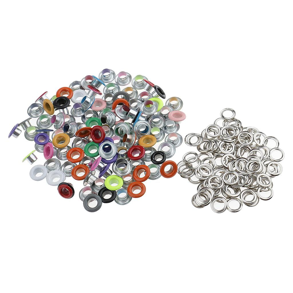 100 Pieces Assorted Color Metal Eyelets Buckle Rivets for Leathercraft ...