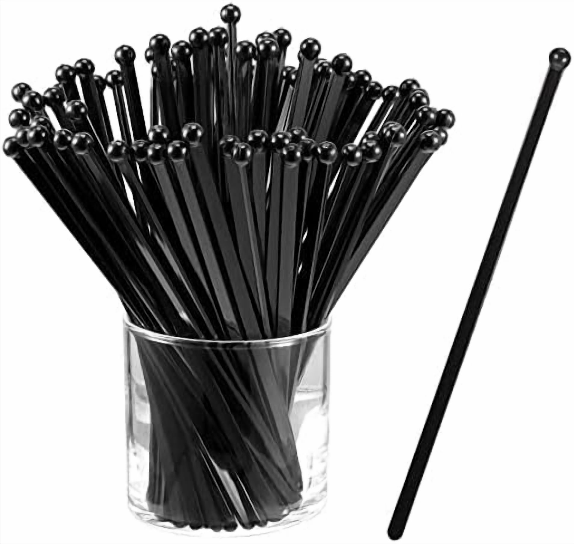 100 Pieces Ball Head Stirrer Disposible Plastic Round Top Crystal ...