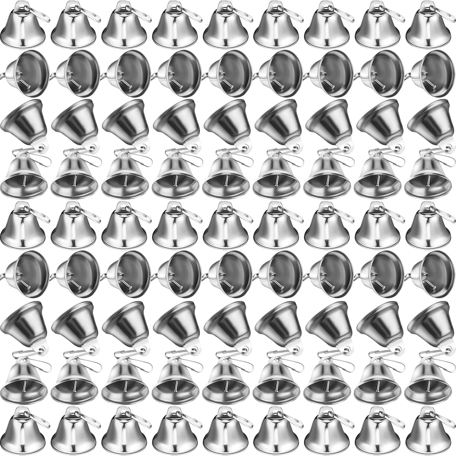 100 Pieces Bells Jingle Bells 1.5 x 1.57 Inch Vintage Small Bells with ...