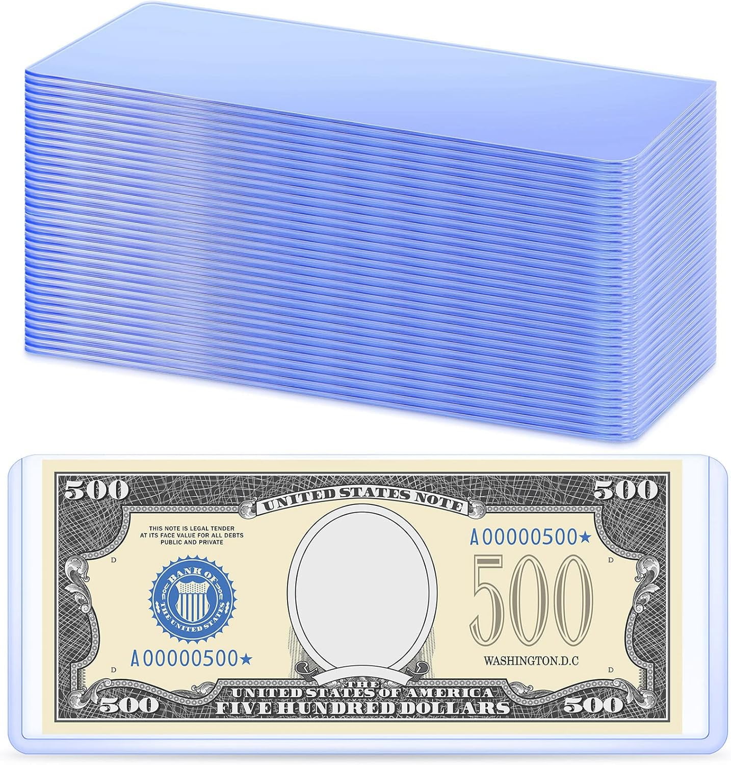 100 Pieces Bill Currency PVC Holders Clear Transparent Bill Sleeves ...