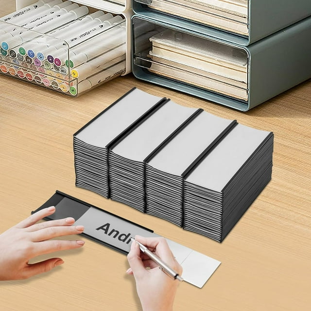 100 Pieces Black Magnetic Label Holders with Magnets, Magnetic Data ...