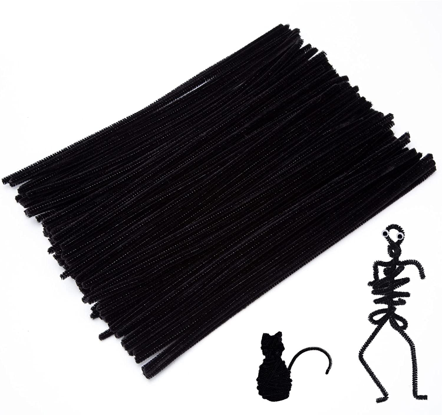 100 Pieces Black Pipe Cleaners Flexible Chenille Stems for Creative DIY ...