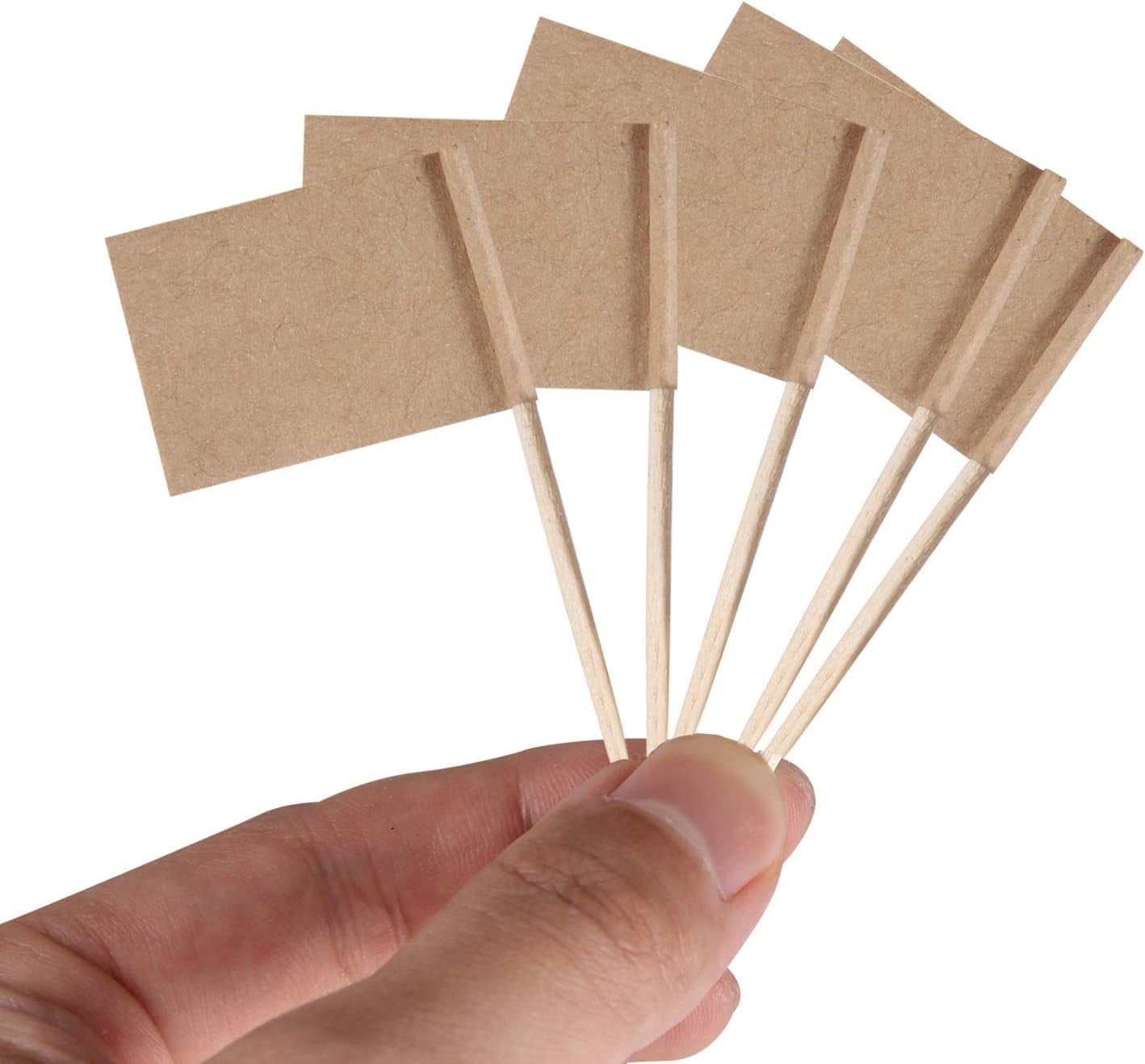 100 Pieces Blank Toothpick Flags Cheese Markers White Flags Kraft Paper ...