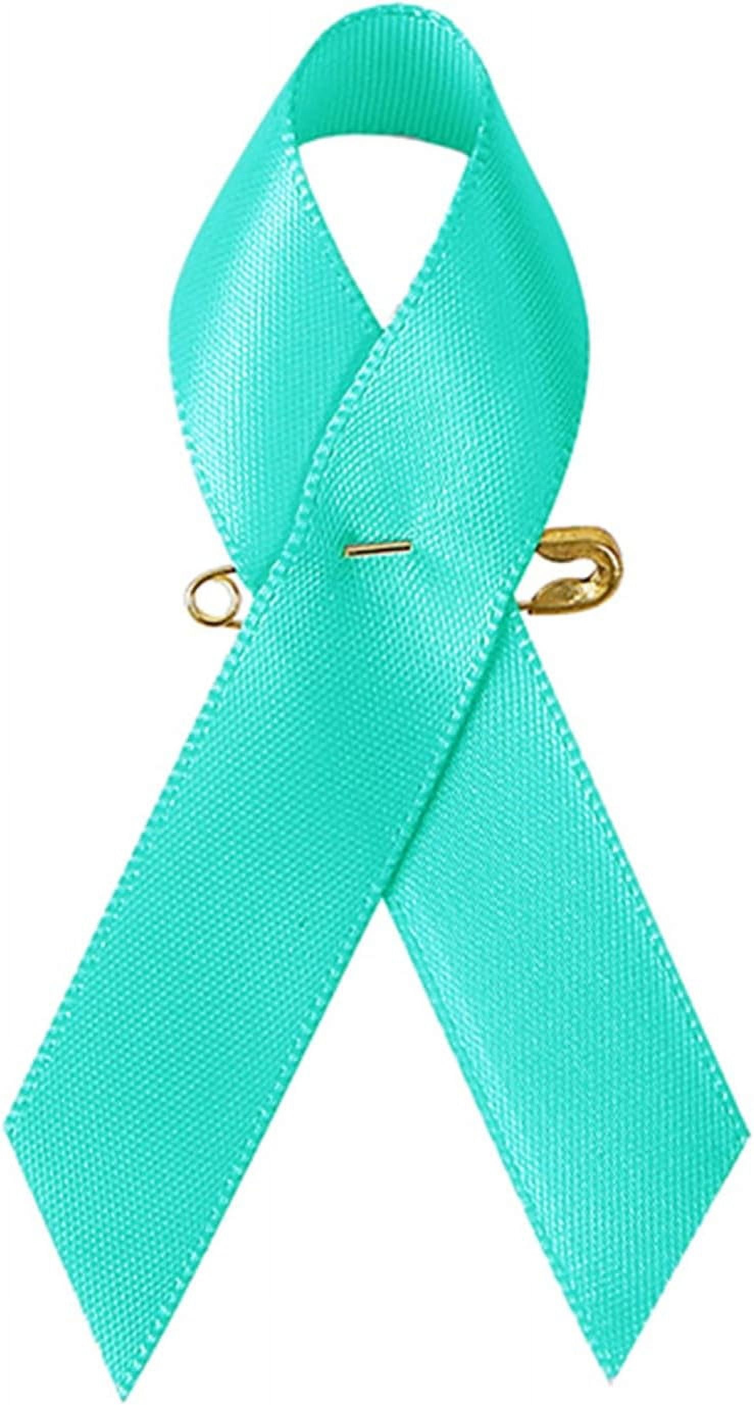 100 Pieces Blue Satin Awareness Ribbons with Safety Pins 1.4 x 3 inch ...